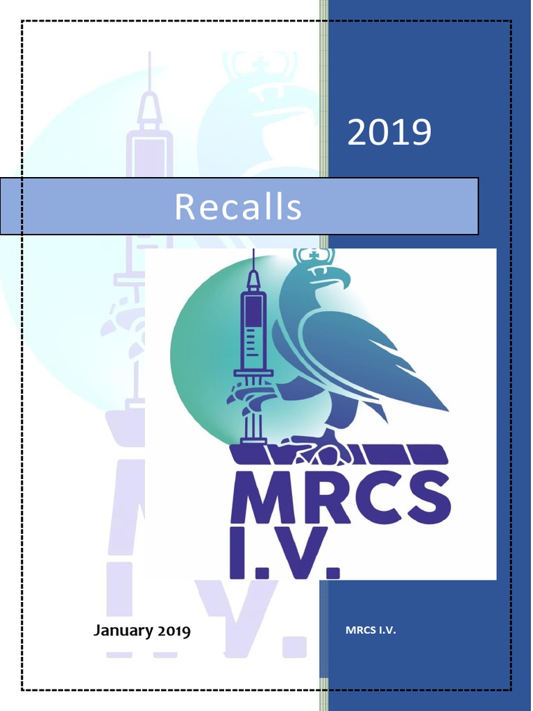 January 2019 MRCS I.V. Recalls | PDF | Knee | Clinical Medicine