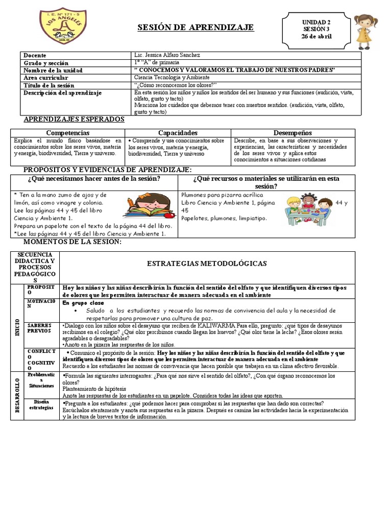 Reconociendo Olores en Niños de 1° | PDF | Aprendizaje | Cognición