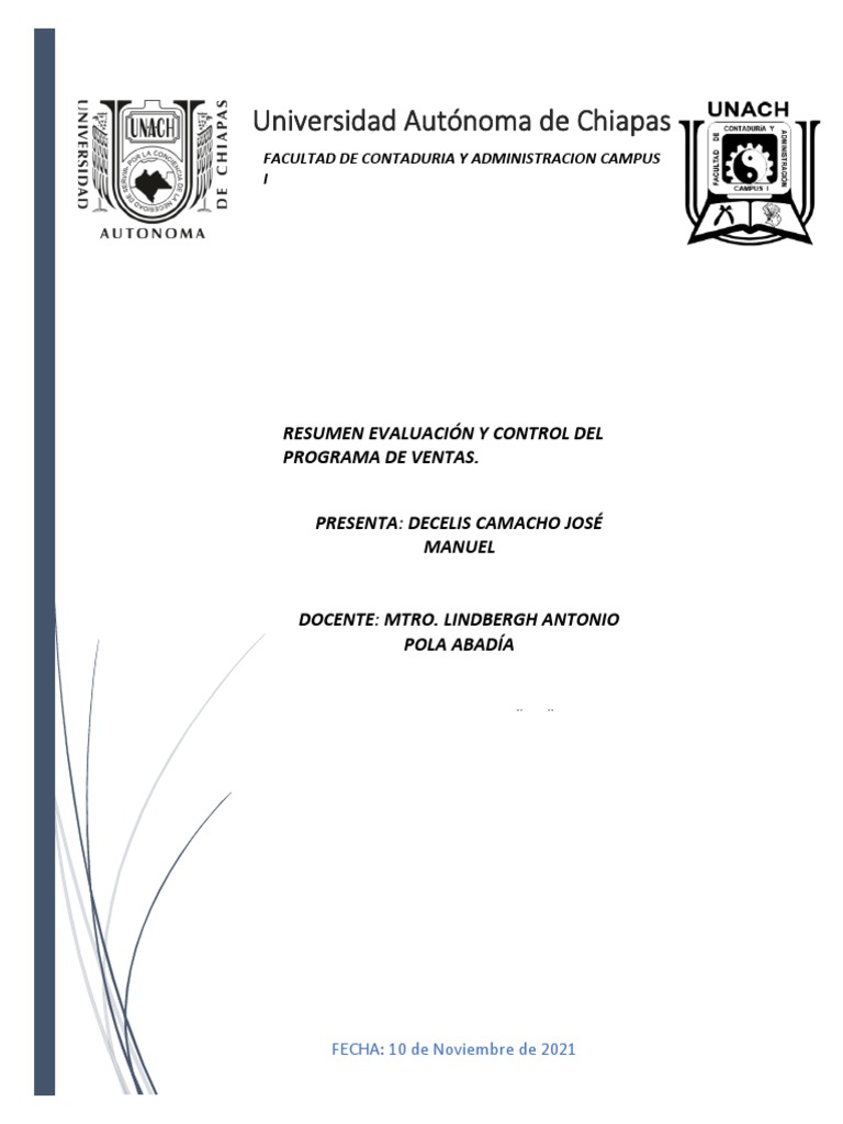 Resumen EVALUACIÓN Y CONTROL DEL PROGRAMA DE VENTAS | PDF | Evaluación | Marketing