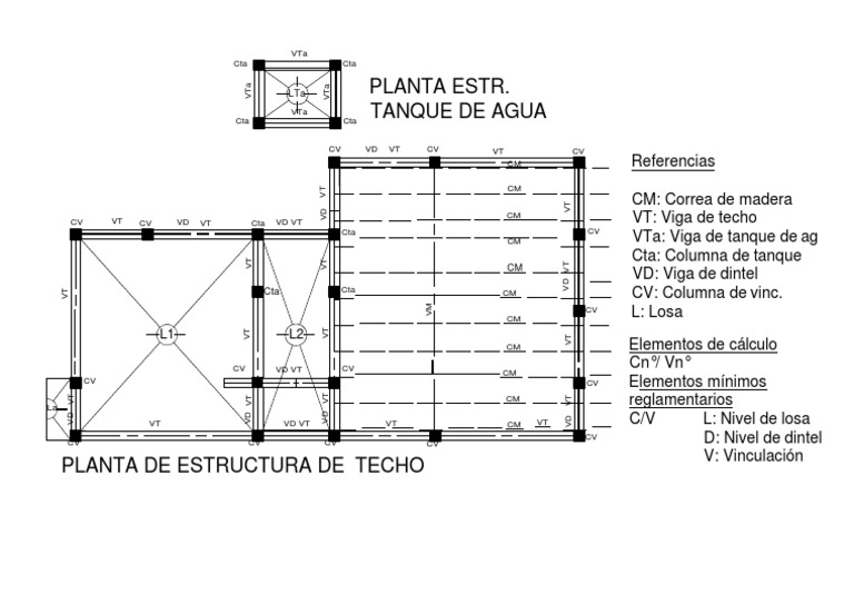 Planta Estructural de Techo en V | PDF