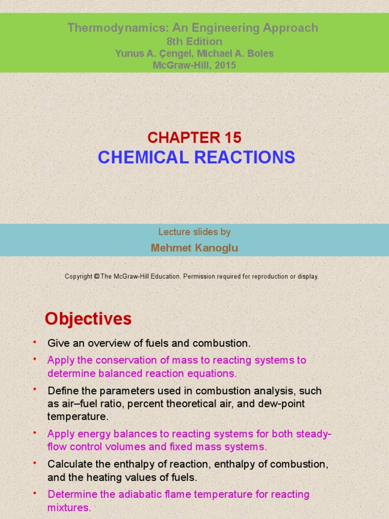 Thermo 8e Chap 15 Lecture | PDF | Combustion | Stoichiometry