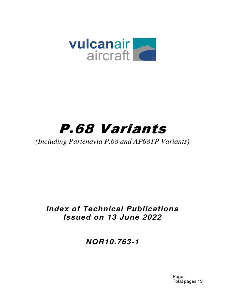 NOR10 763-1 P68 AP68 Tech-Pub Index 5 | PDF | Monoplane | Wing ...