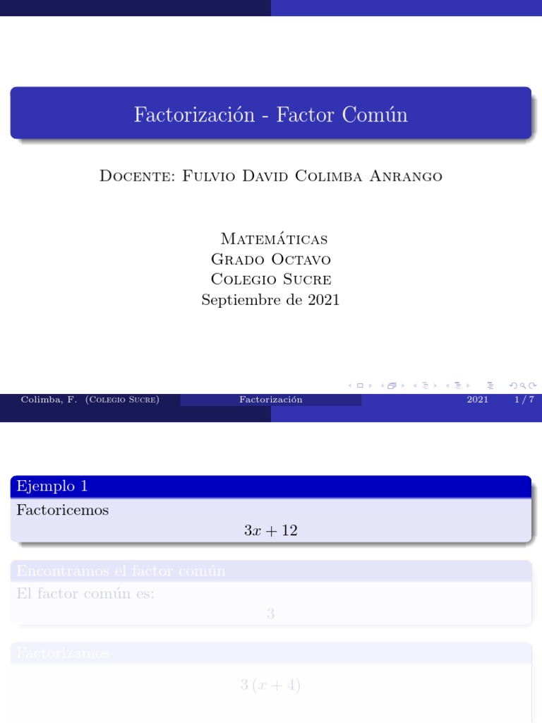 Factorizacion Factor Comun | PDF | Factorización | Álgebra Factorizacion Factor Comun | PDF | Factorización | Álgebra