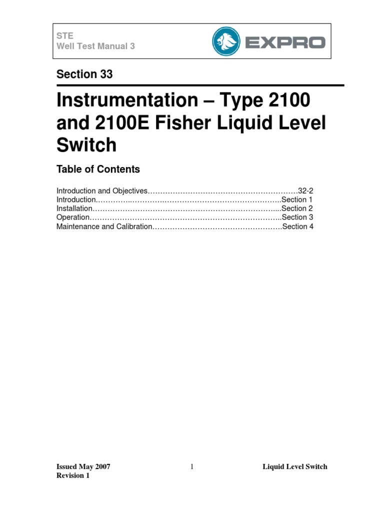 Fisher 2100/2100E Level Switch Guide | PDF | Switch | Electrical Connector