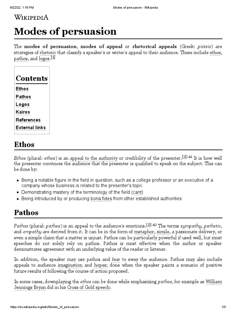 Modes of Persuasion - Wikipedia | PDF | Philology | Language Arts ...