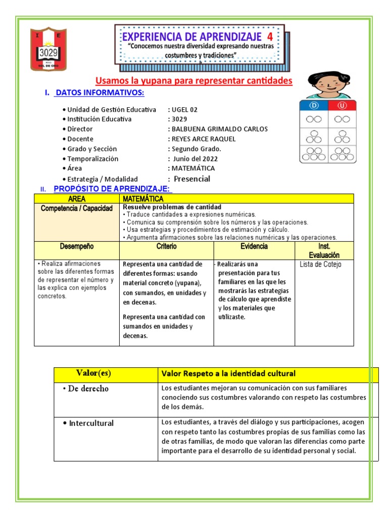 Sesion de Aprendizaje Matematica Viernes 17 de Junio Del 2022 Segundo | PDF | Aprendizaje ...