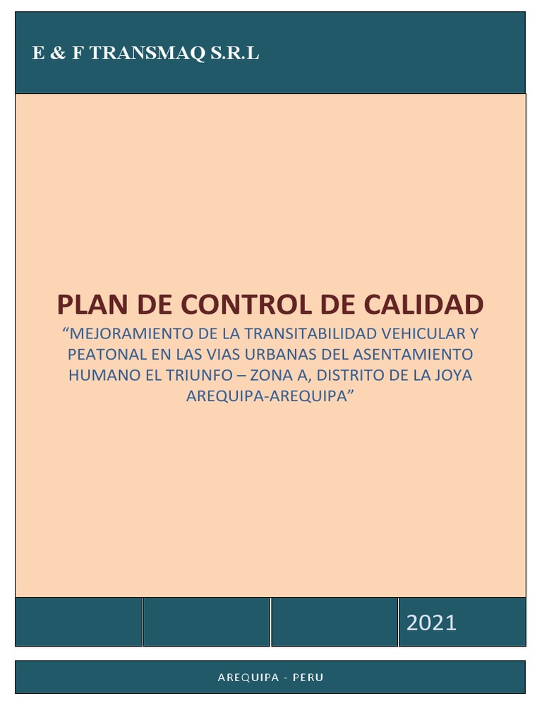Plan de Calidad | PDF | Calidad (comercial) | Sistema de manejo de calidad
