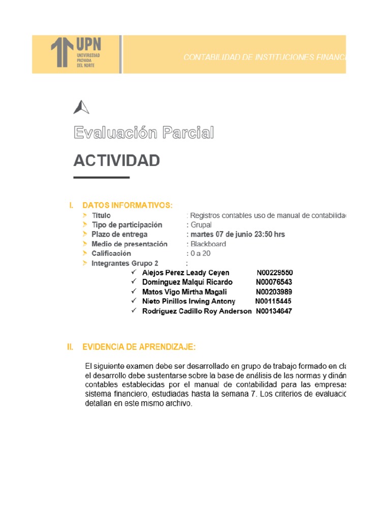 Exam Parcial Contabilidad Financiera | PDF | Dinero | Contabilidad