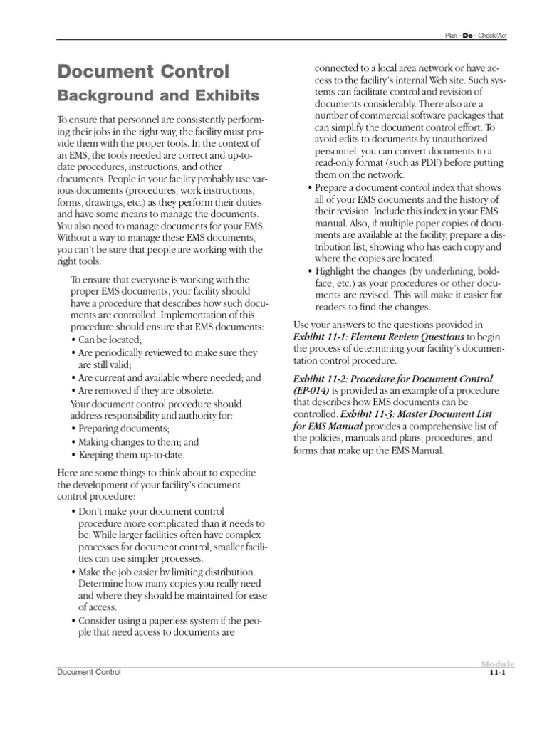 Document Control: Background and Exhibits | PDF | Electronic Health ...