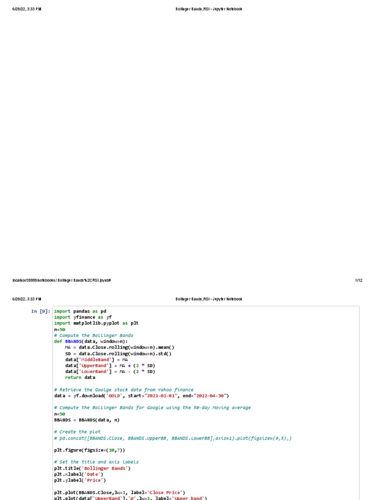 Bollinger Bands, RSI - Jupyter Notebook | PDF | Investing | Technical ...