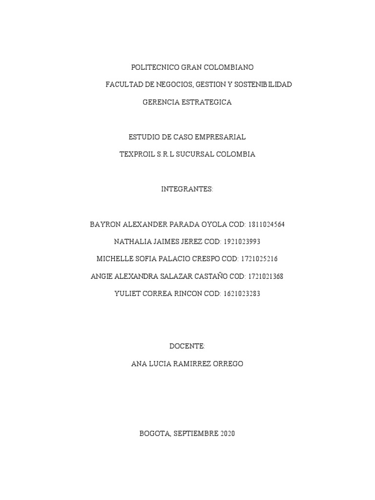 TEXPROIL - Gerencia Estrategica Trabajo Segunda Entrega Word | PDF ...