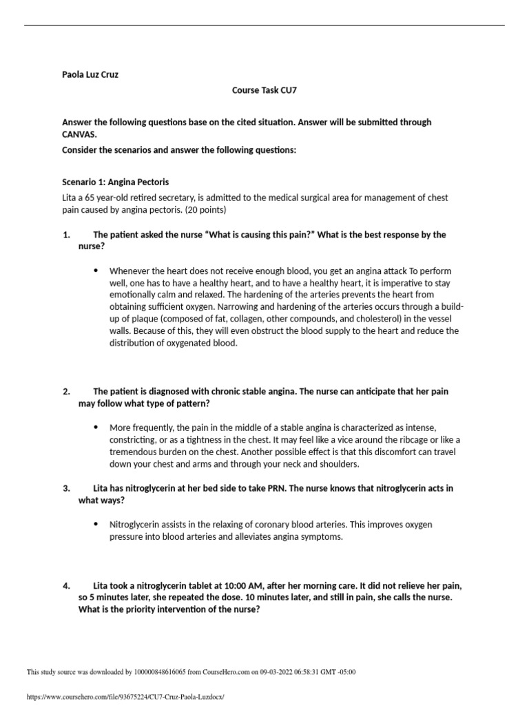 CU7 Cruz Paola Luz | PDF | Myocardial Infarction | Heart