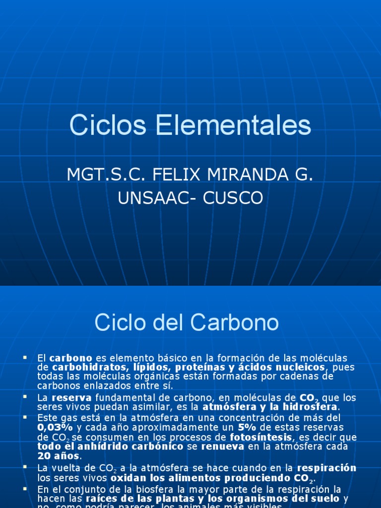 Ciclos Elementales | PDF | Oxígeno | Nitrógeno