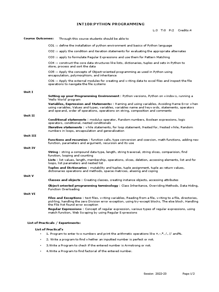 RDL Course Syllabus New | PDF | Subroutine | Control Flow