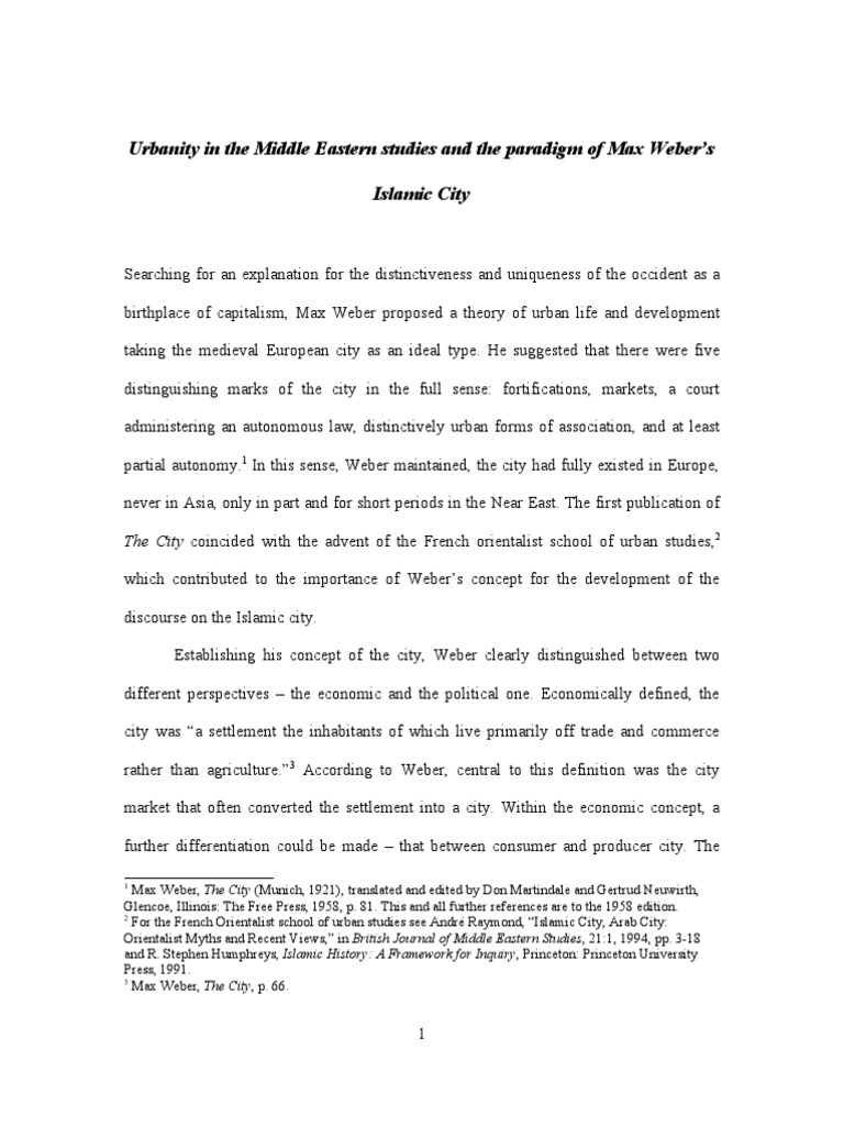 Defining the Islamic City Model | PDF | Max Weber | Citizenship