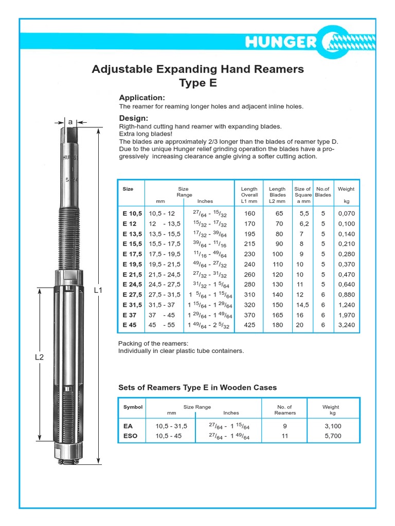 Adjustable Expanding Hand Reamers E | PDF | Cutting | Tools