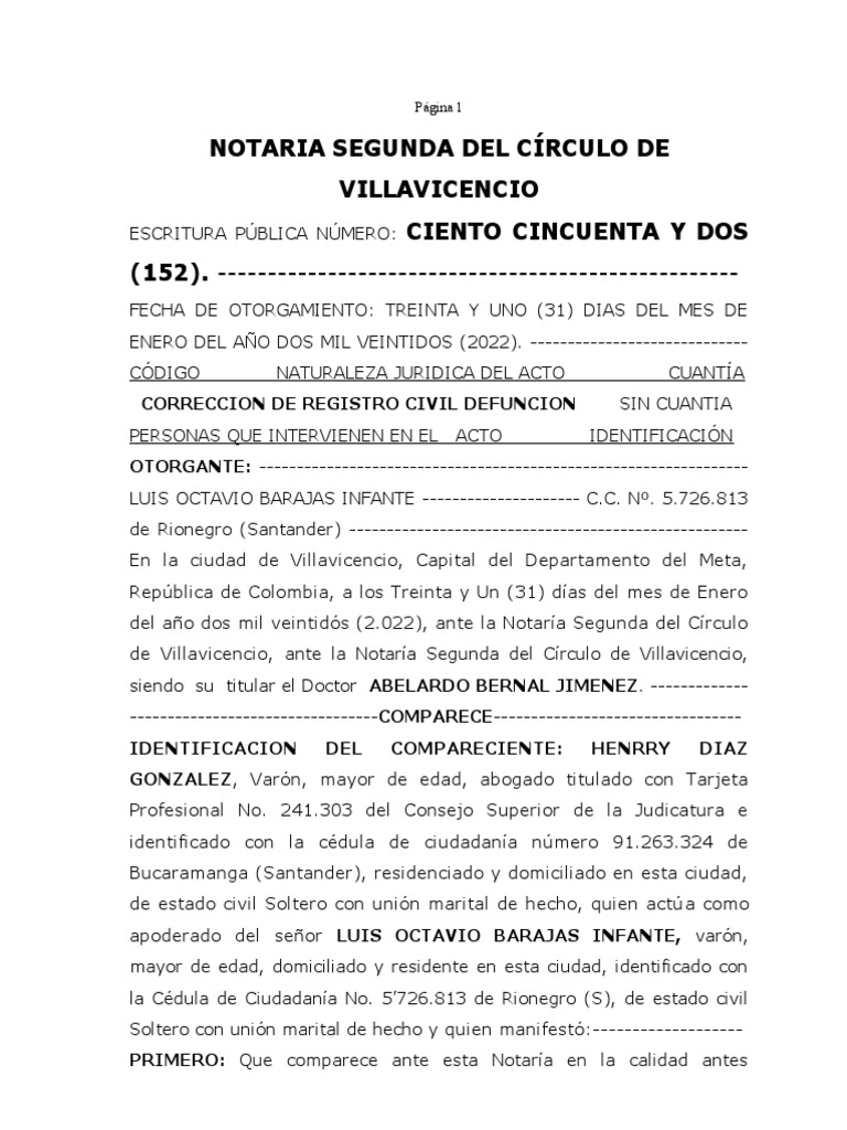 3 - Escritura Correcion Defuncion de Trin Idad Barajas Viuda de Duarte ...