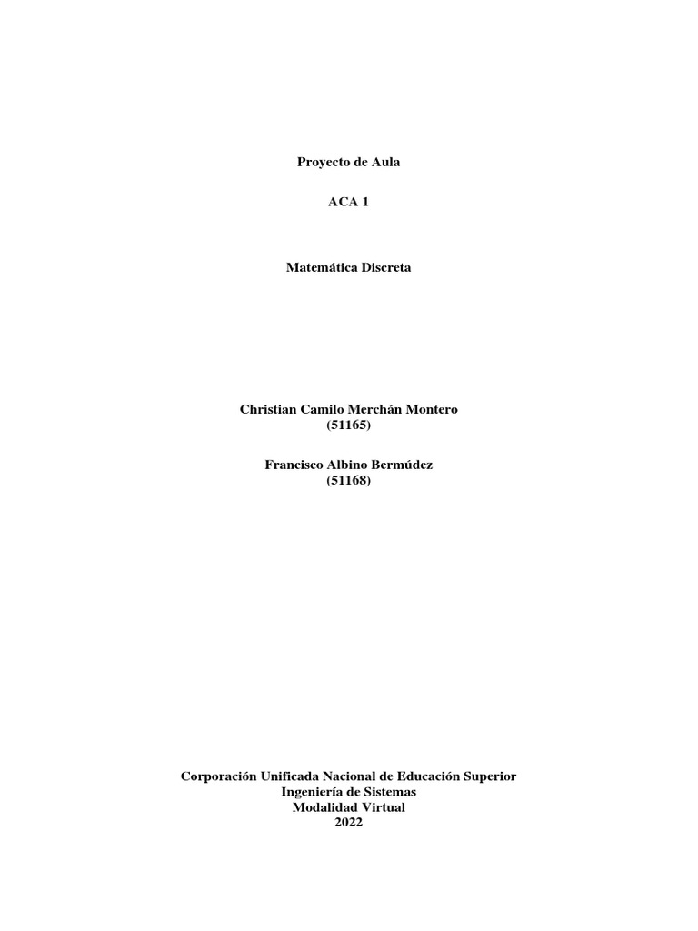 ACA 1 - Matematica Discreta | PDF | Matemáticas discretas | Matemáticas