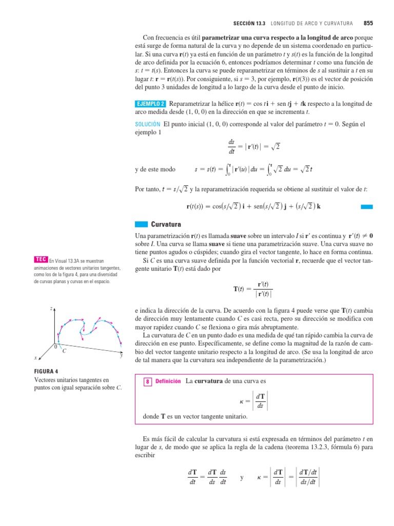 Longitud de Arco y Curvatura en Curvas | PDF | Vector Euclidiano | Curva