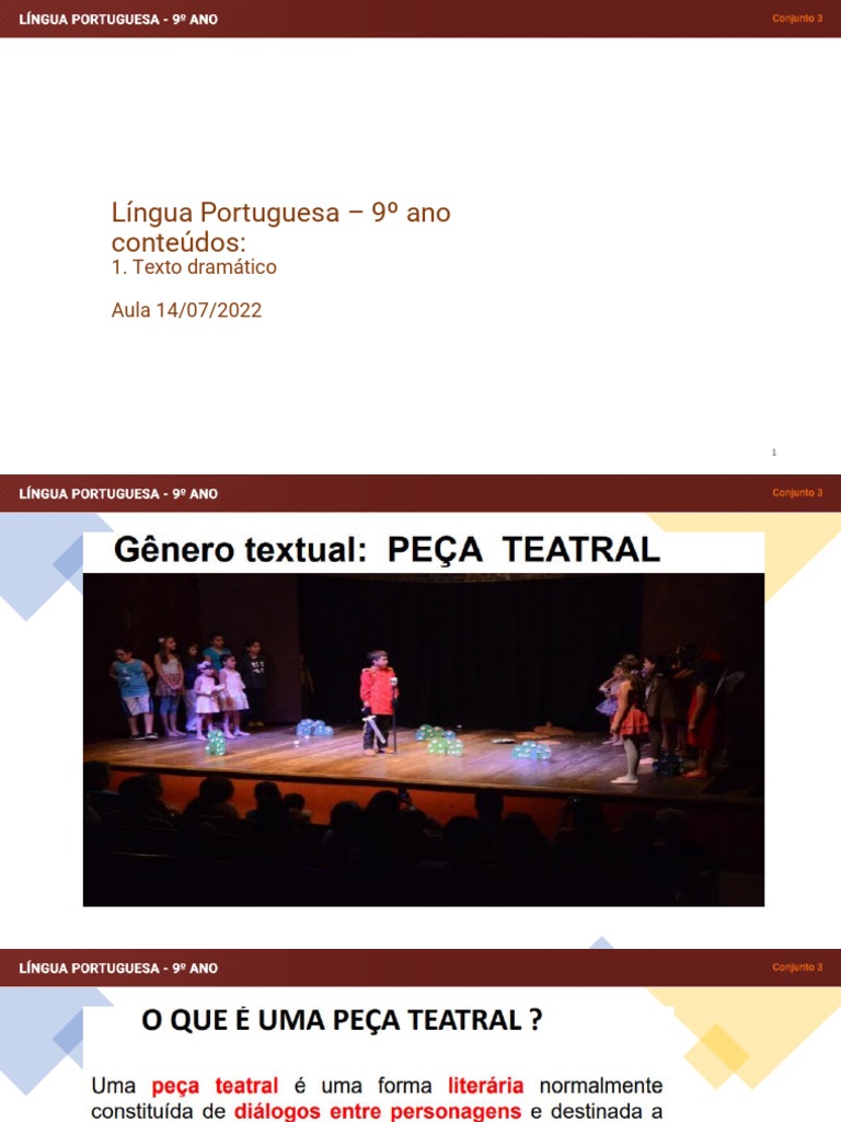 Texto Dramático - 9º Ano de Português | PDF