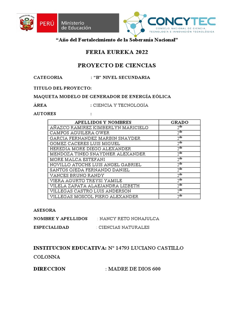 Logos Del MINEDU y Del CONCYTEC | PDF | Energía eólica | Electricidad ...