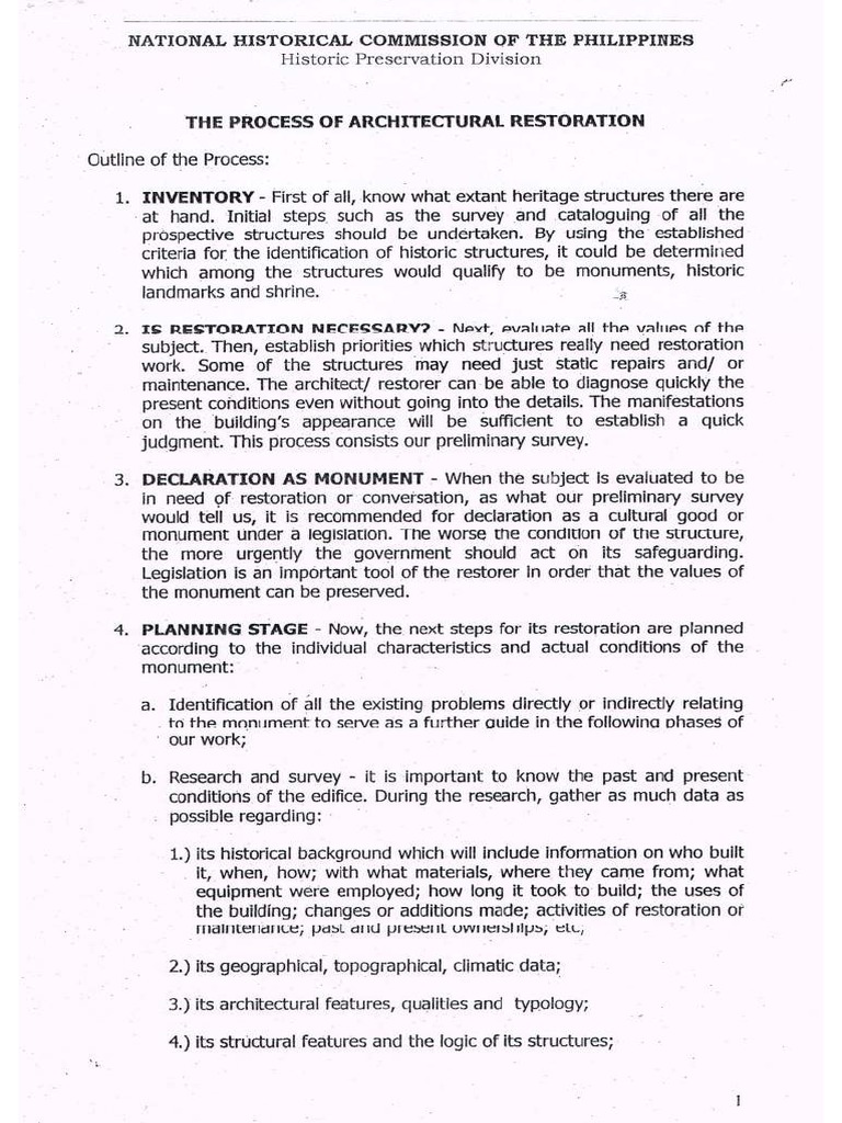 NHCP - The Process of Architectural Restoration | PDF