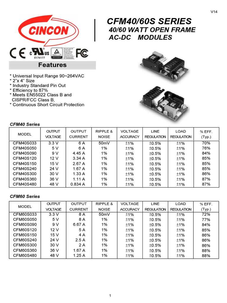 Specifications and Performance Data for the CFM40/60S Series 40/60 Watt ...