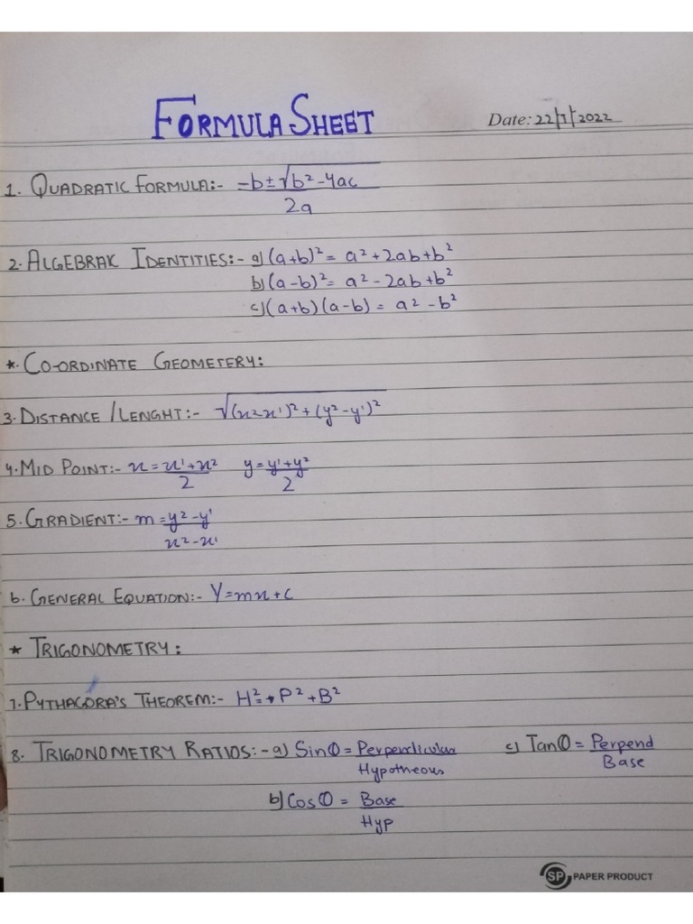 Formula Sheet Updated | PDF