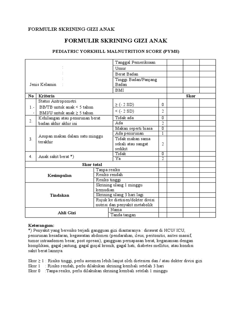 Skrining Gizi Anak Sekolah Dasar | PDF