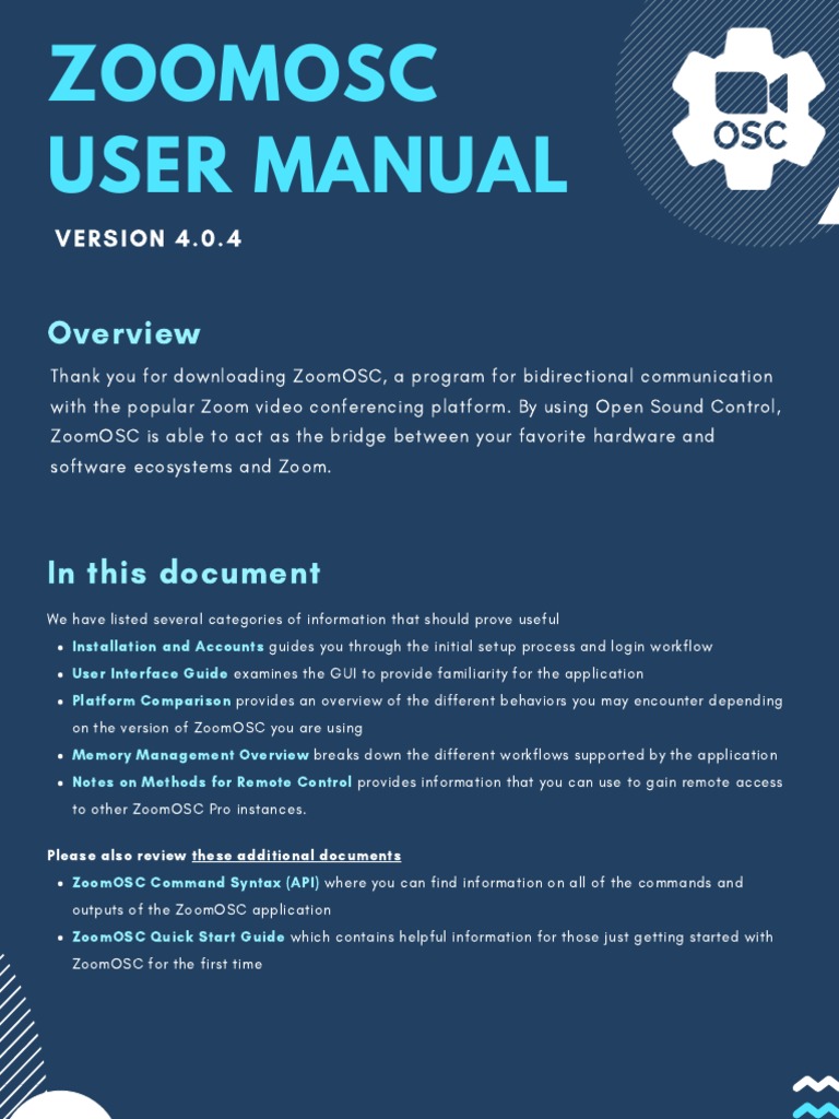 ZoomOSC 4.0.4 User Manual | PDF | Installation (Computer Programs ...