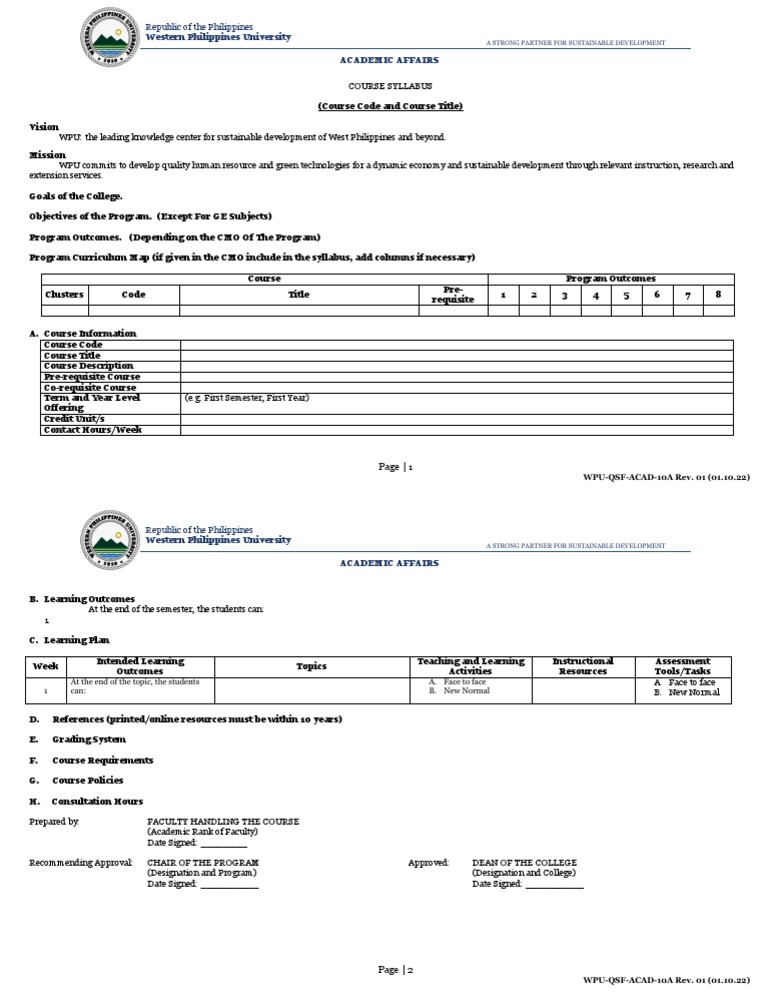 10 Course Syllabus Revised | PDF | Curriculum | Education Theory