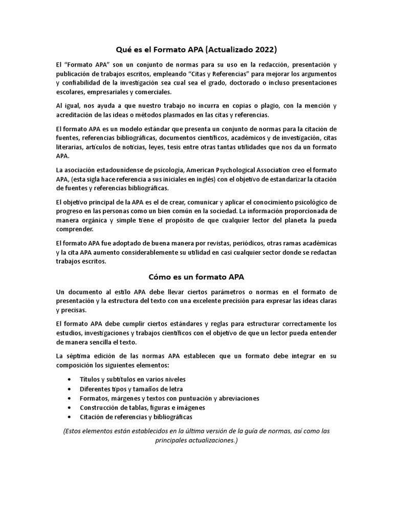 Qué Es El Formato APA | PDF | Estilo apa | Bibliografía