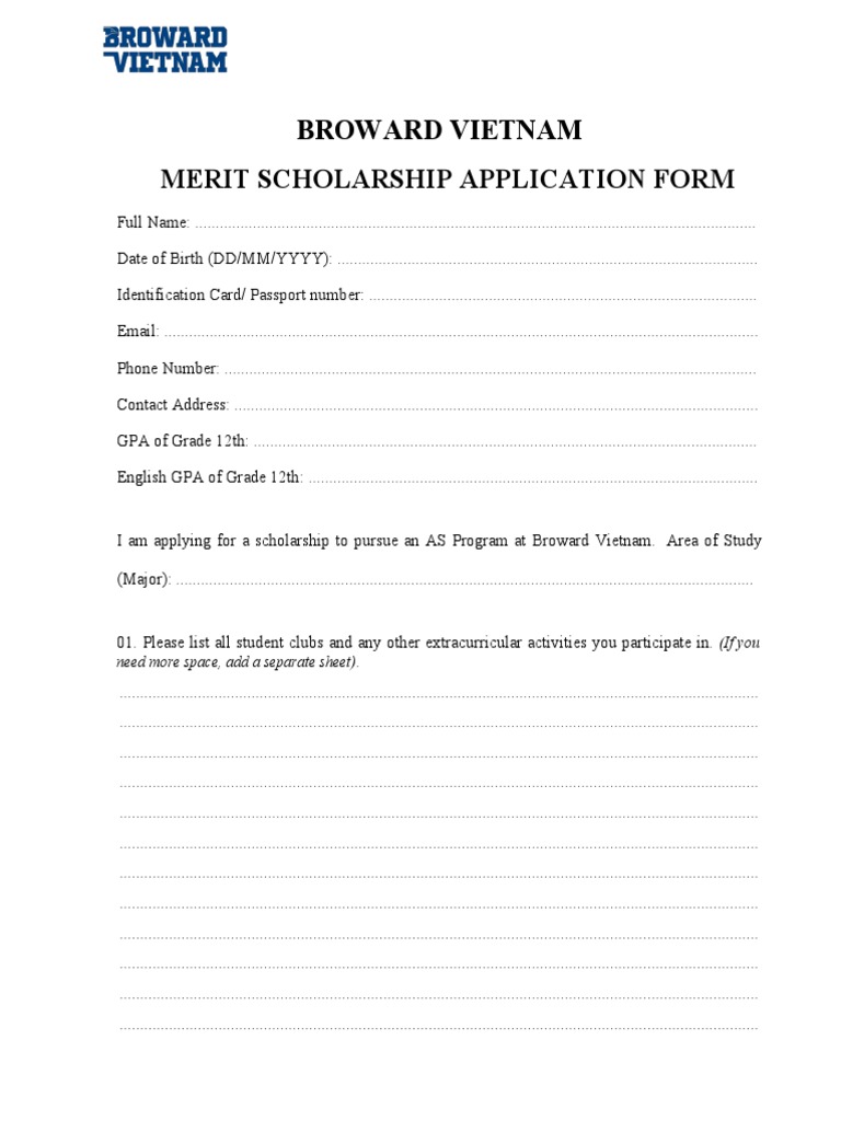 Scholarship Application Form | PDF