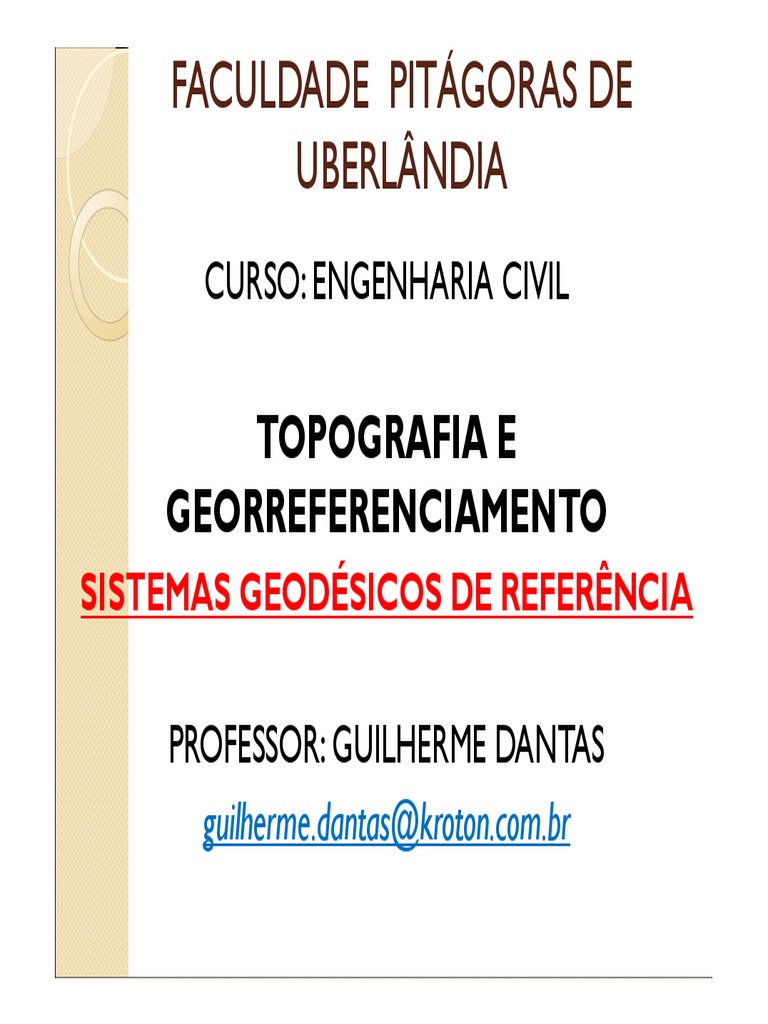 GEODESIA E SUPERFICIES DE REFERENCIA - PPT - Modo de Compatibilidade | PDF | Geodésia | Dados e ...