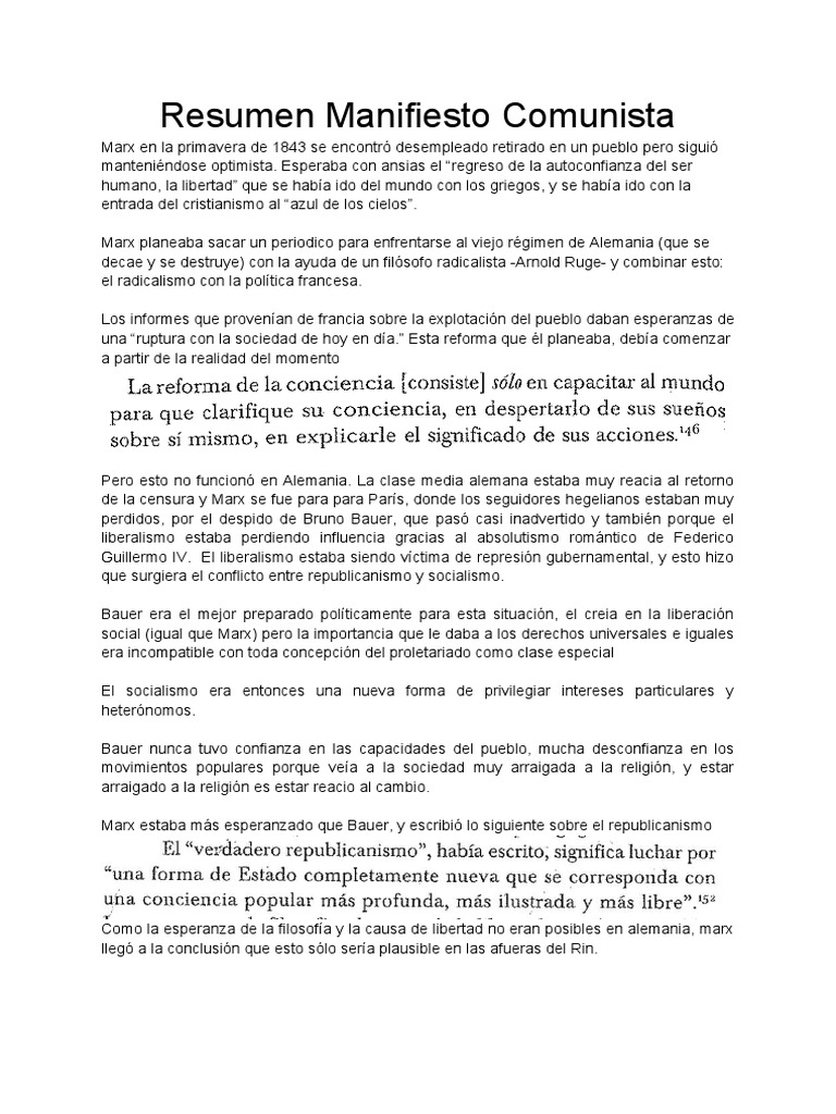 Resumen Manifiesto Comunista | PDF | Karl Marx | Georg Wilhelm ... Resumen Manifiesto Comunista | PDF | Karl Marx | Georg Wilhelm ...