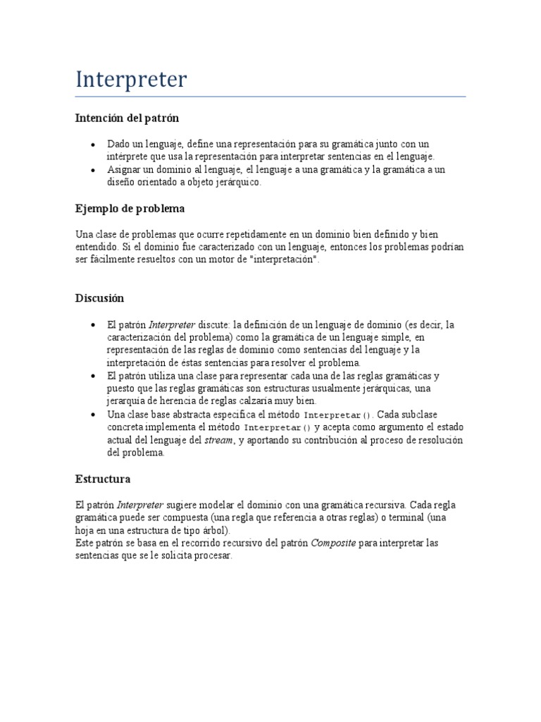 Interpreter | PDF | Lenguaje de programación | C Sharp (lenguaje de ...