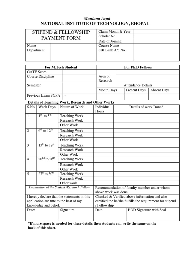 Stipend Form Blank | PDF