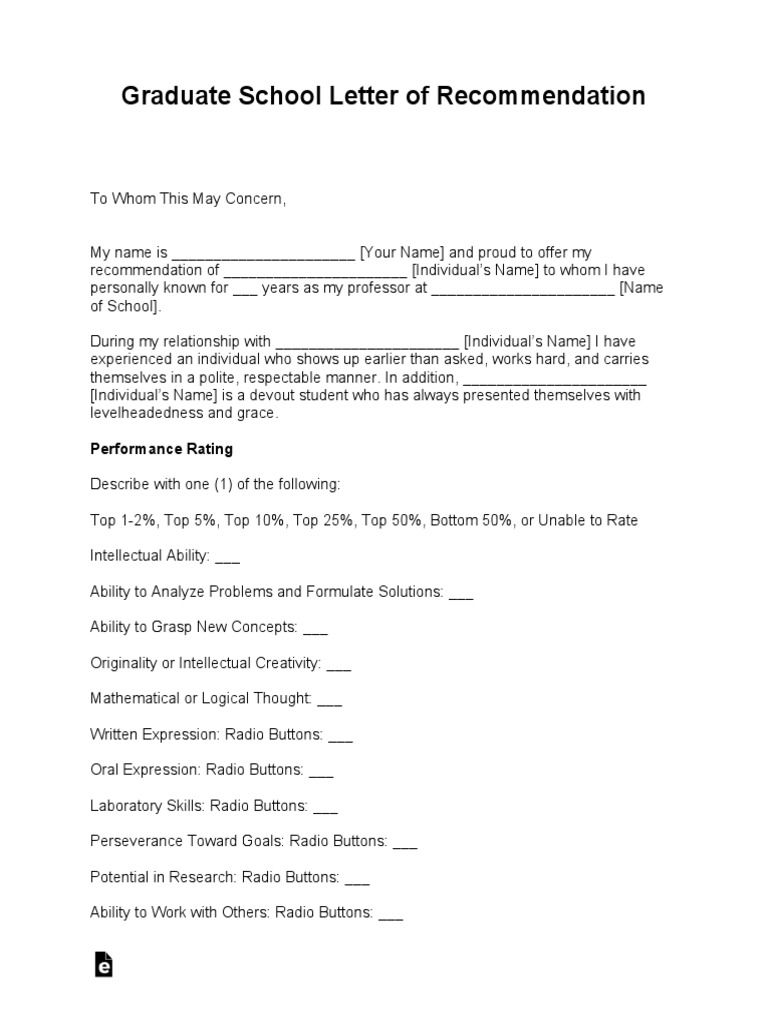 Graduate School Letter of Recommendation | PDF