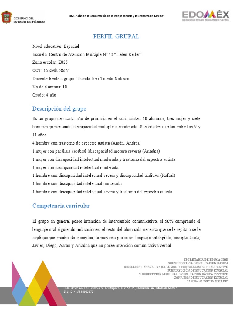 Perfil Grupal 21-22 4to Grado | PDF | México | Educación especial