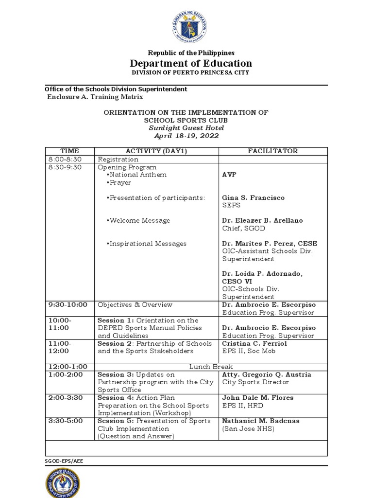 2training Matrix Orientation Implementation Sports Club | PDF