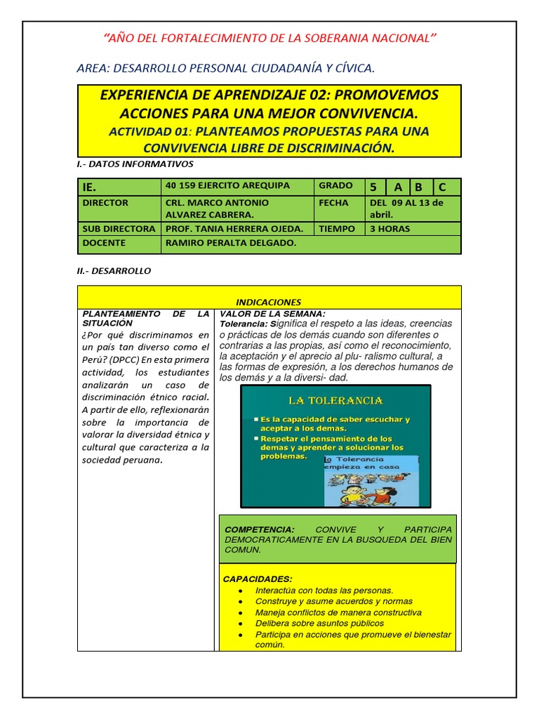 Exp.02, Act 02 Dpcyc 5 ABC | PDF | Discriminación | Racismo