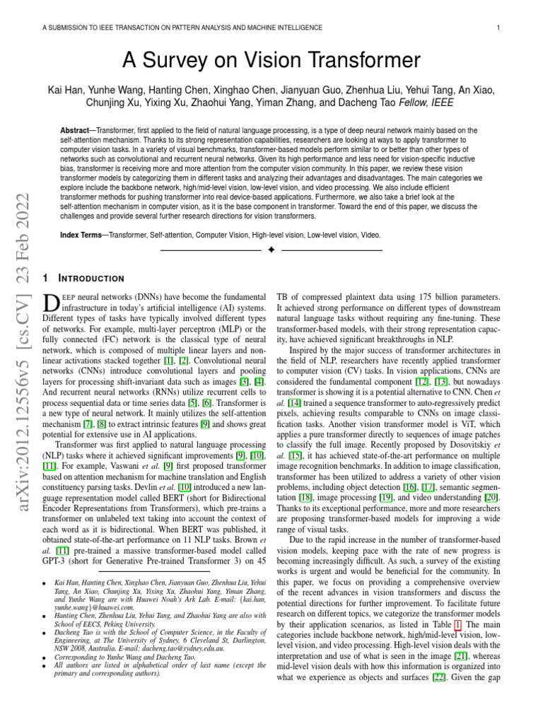 A Survey On Vision Transformer | PDF | Computer Vision | Applied ...