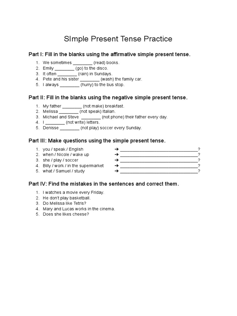 Simple Present Practice | PDF