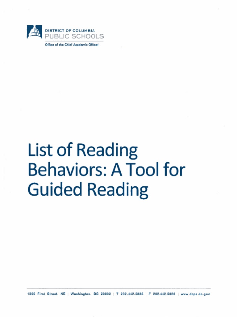 List of Reading Behaviors - A Tool For Guided Reading | PDF