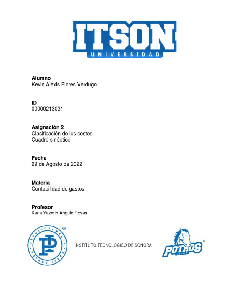 Act. 2 Clasificación de Los Costos | PDF | Costo | Negocios económicos