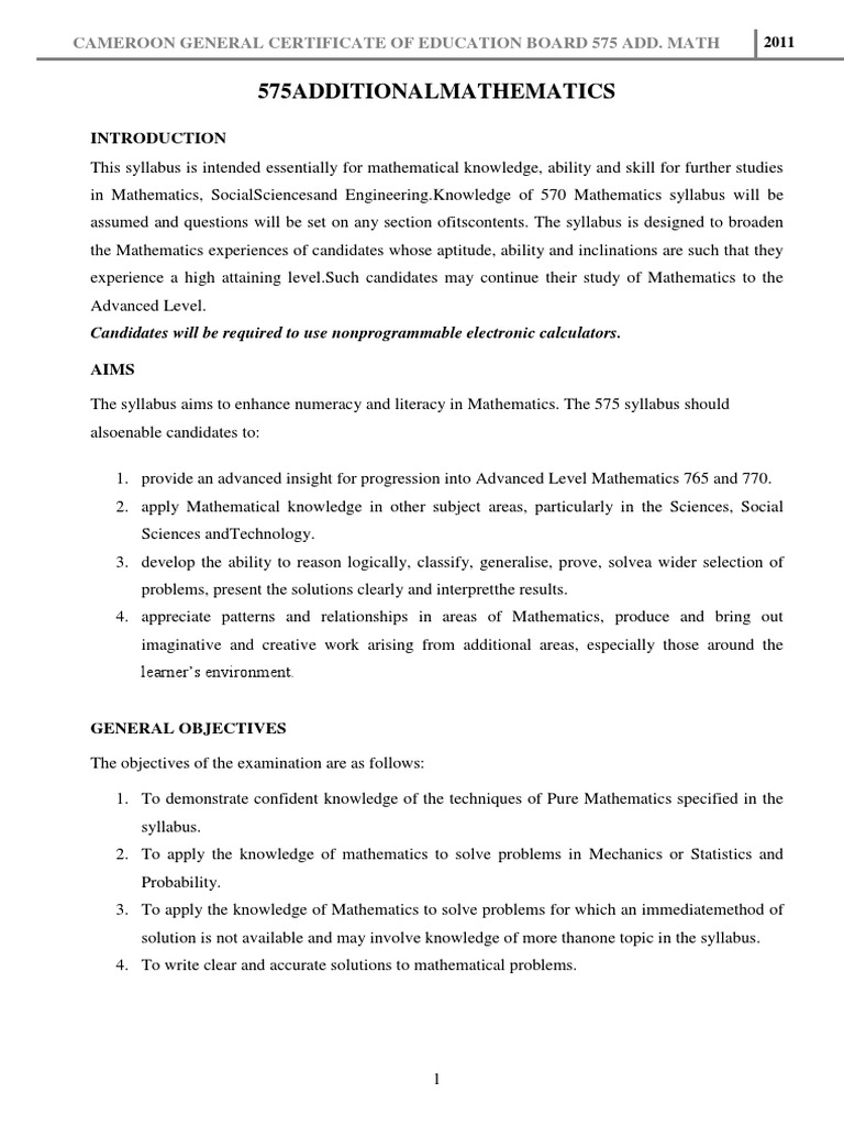 575 Additional MATHEMATICS | PDF | Trigonometric Functions | Trigonometry