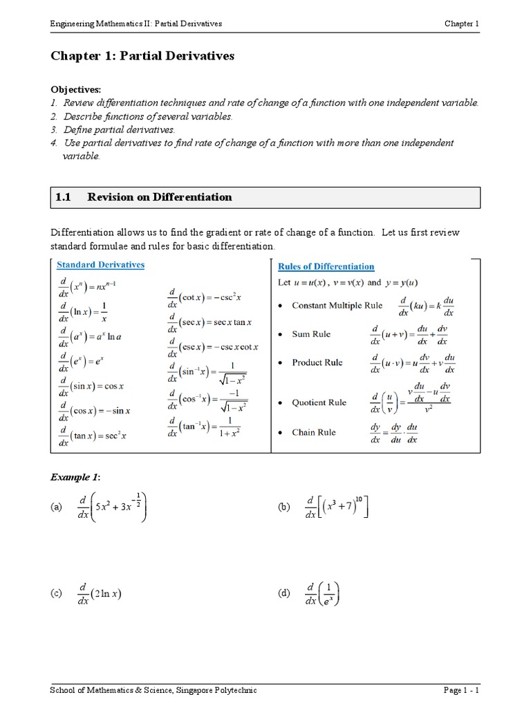 Chapter1 Partial Derivatives | PDF | Derivative | Variable (Mathematics)