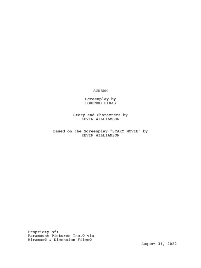 Scream Screenplay by Lorenzo Piras | PDF