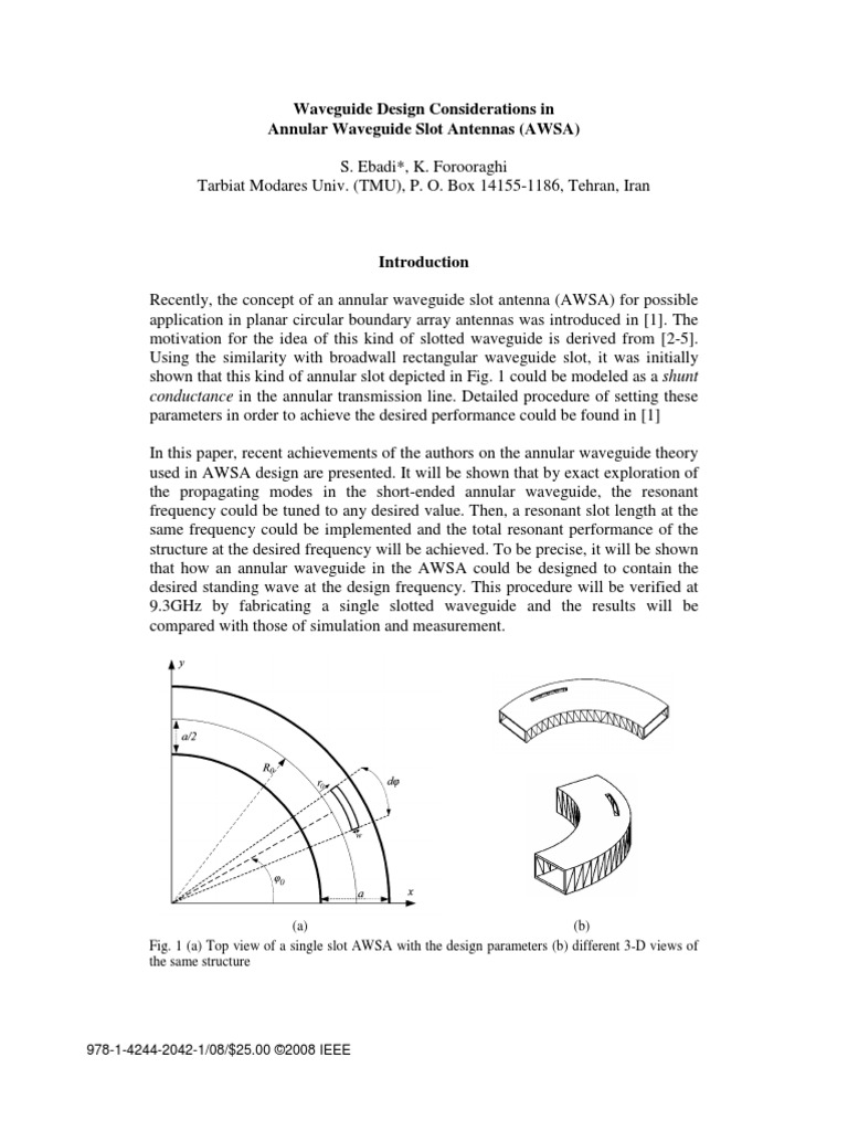 Waveguide Design Considerations in Annular Waveguide Slot Antennas ...