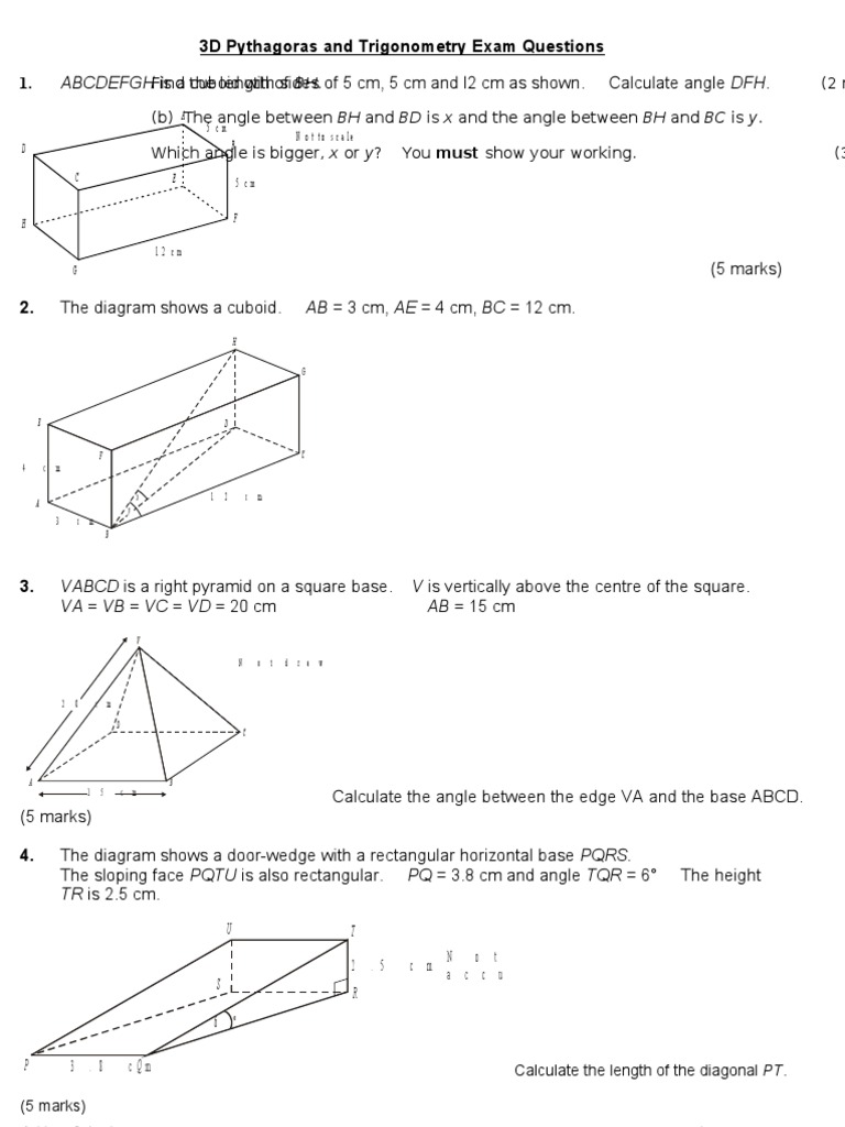 3D Pythagoras and Trigonometry | PDF